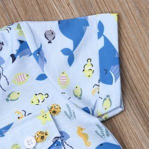 Matching Sets | Ocean Sea Animals Button Shirt Shorts Boys Outfit ...